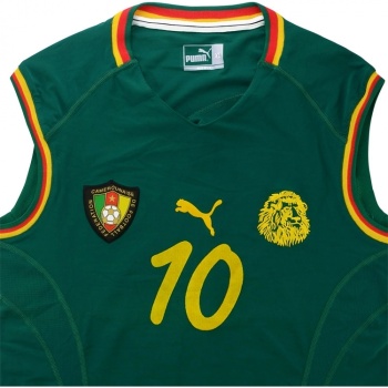 Puma 2002 Cameroon Match Worn Home Vest Shirt