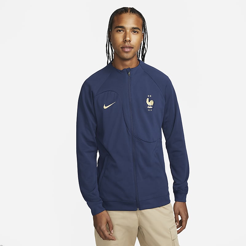 France Academy Pro Knit Football Jacket - Midnight Navy / Metallic Gold ...