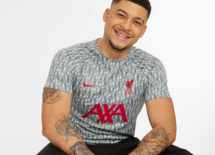 Liverpool 2023 Nike Pre-Match Football Top - Wolf Grey / Tough Red ...