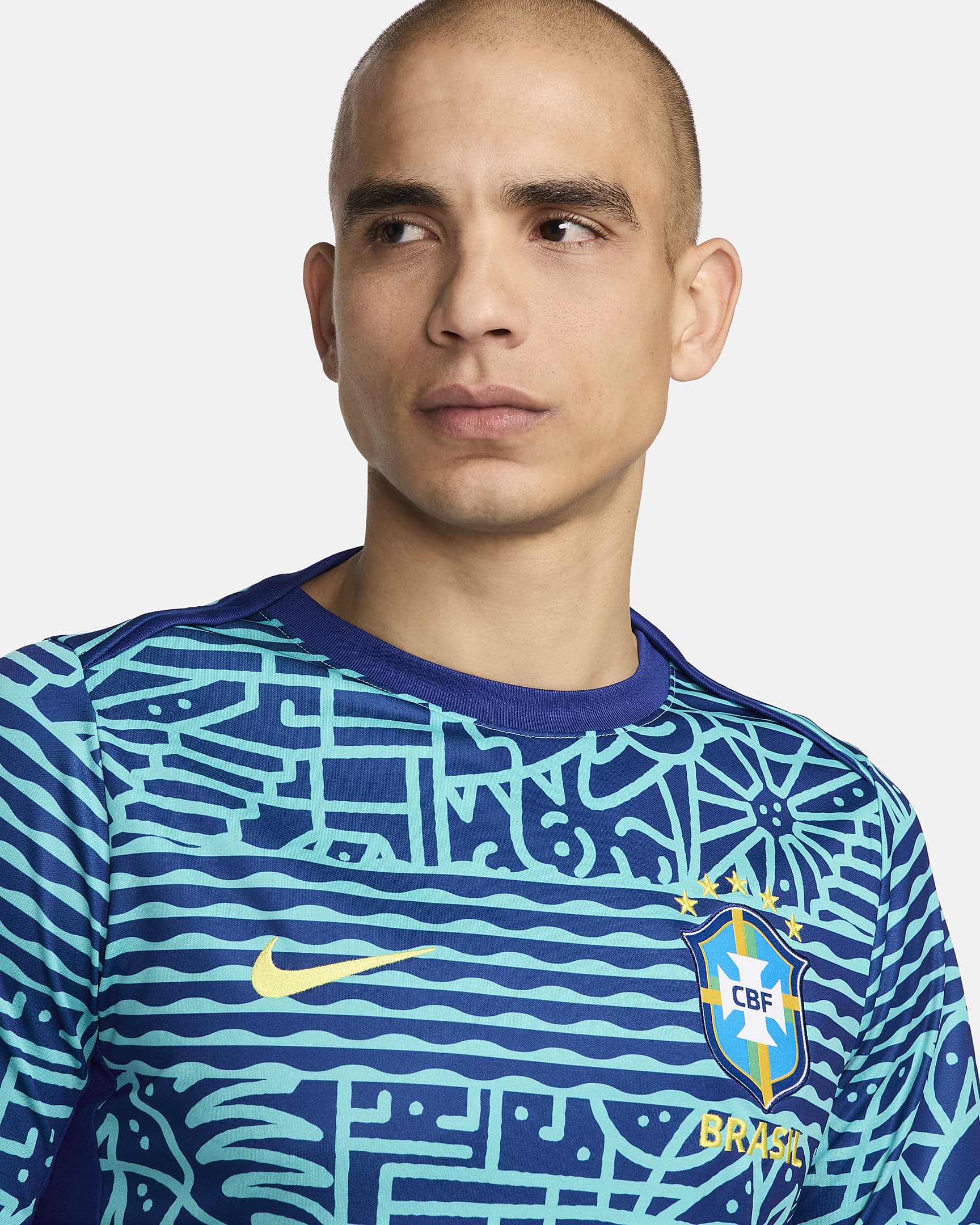 Brazil 2024 Nike Pre-Match Shirt - Light Retro / Deep Royal Blue ...