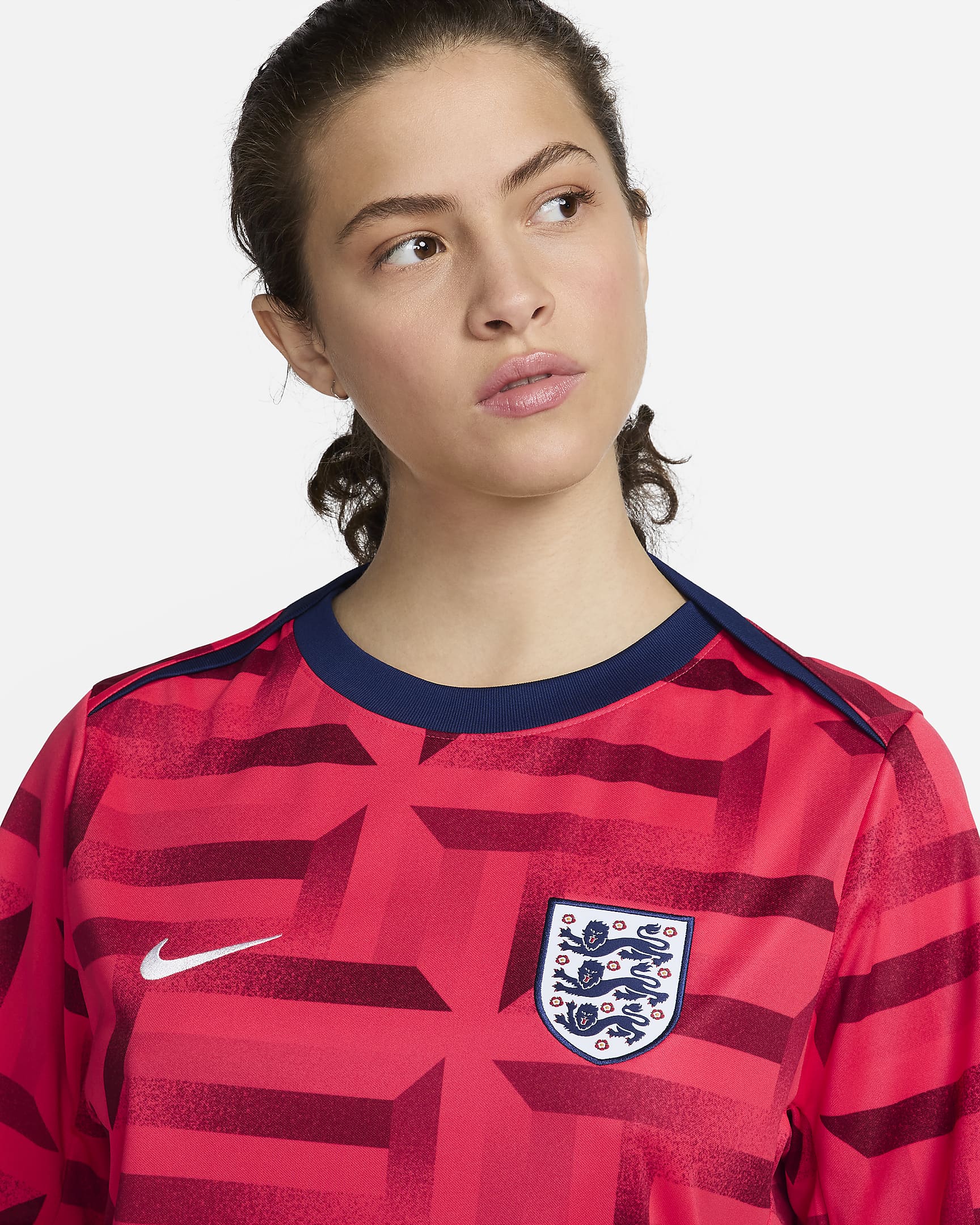 England 2024 Nike Pre-Match Shirt - Siren Red / Blue Void / White ...