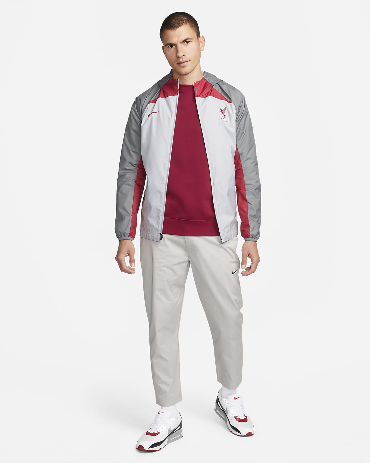 Liverpool F.C. AWF Full-Zip Football Jacket - Wolf Grey / Smoke Grey ...