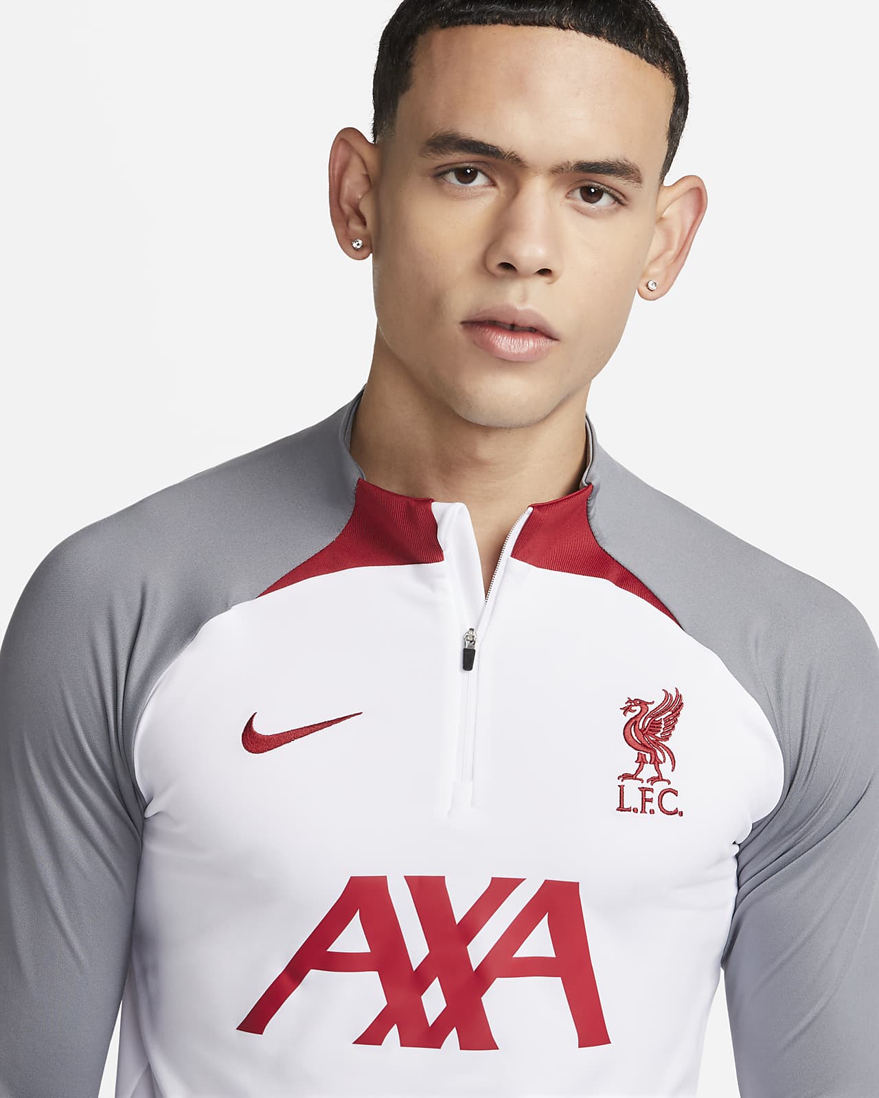 Liverpool F.C. Strike Nike Dri-FIT Football Drill Top - White / Smoke ...