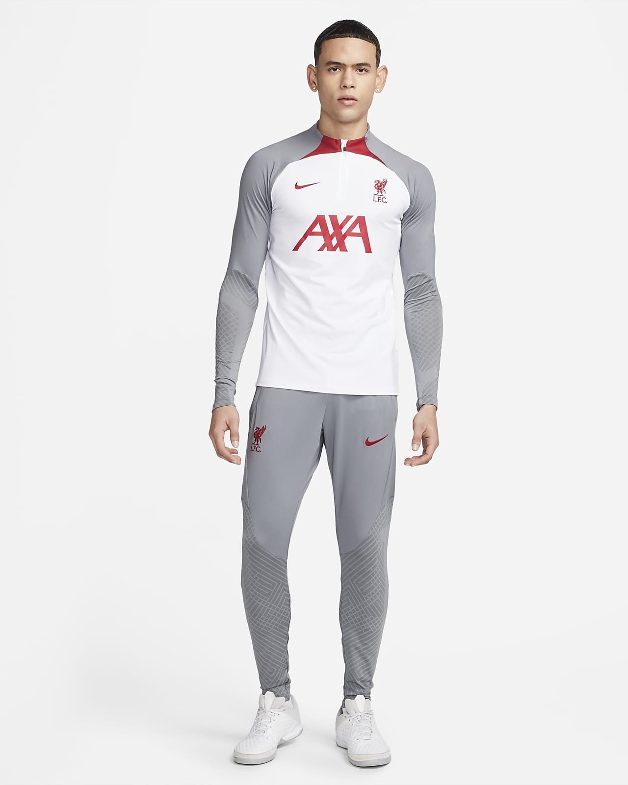 Liverpool F.C. Strike Nike Dri-FIT Football Drill Top - White / Smoke ...