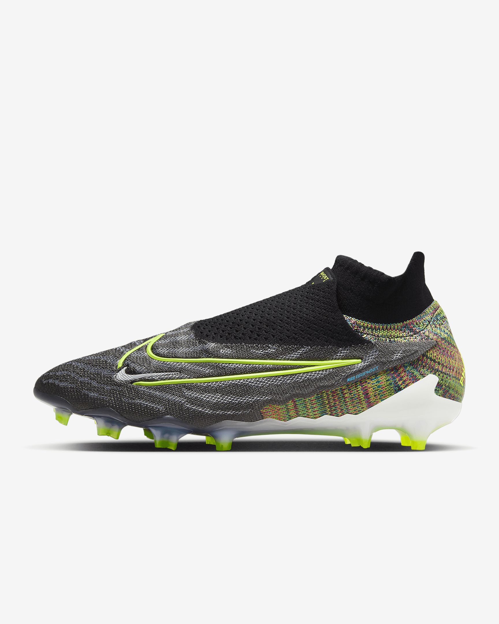 Nike Gripknit Phantom GX Elite Dynamic Fit Fusion FG - Black / White / Blue Glow / Volt ...