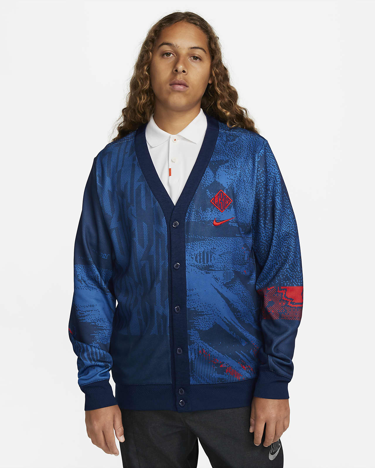 England Nike Dri-FIT Player Cardigan - Blue Void / Challenge Red ...