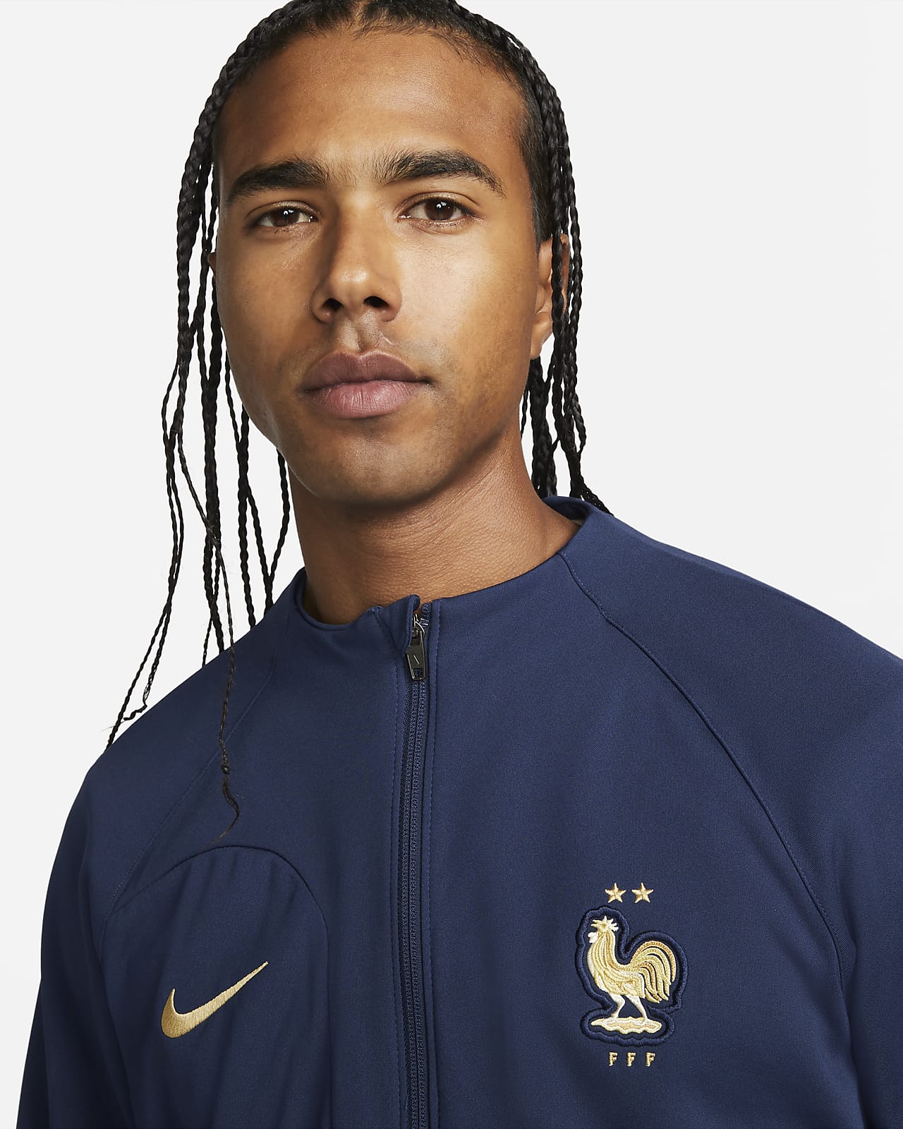 France Academy Pro Knit Football Jacket - Midnight Navy / Metallic Gold ...