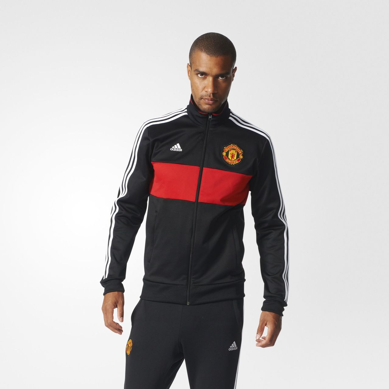 Adidas Manchester United 3-stripes Track Jacket - Black / Real Red / White