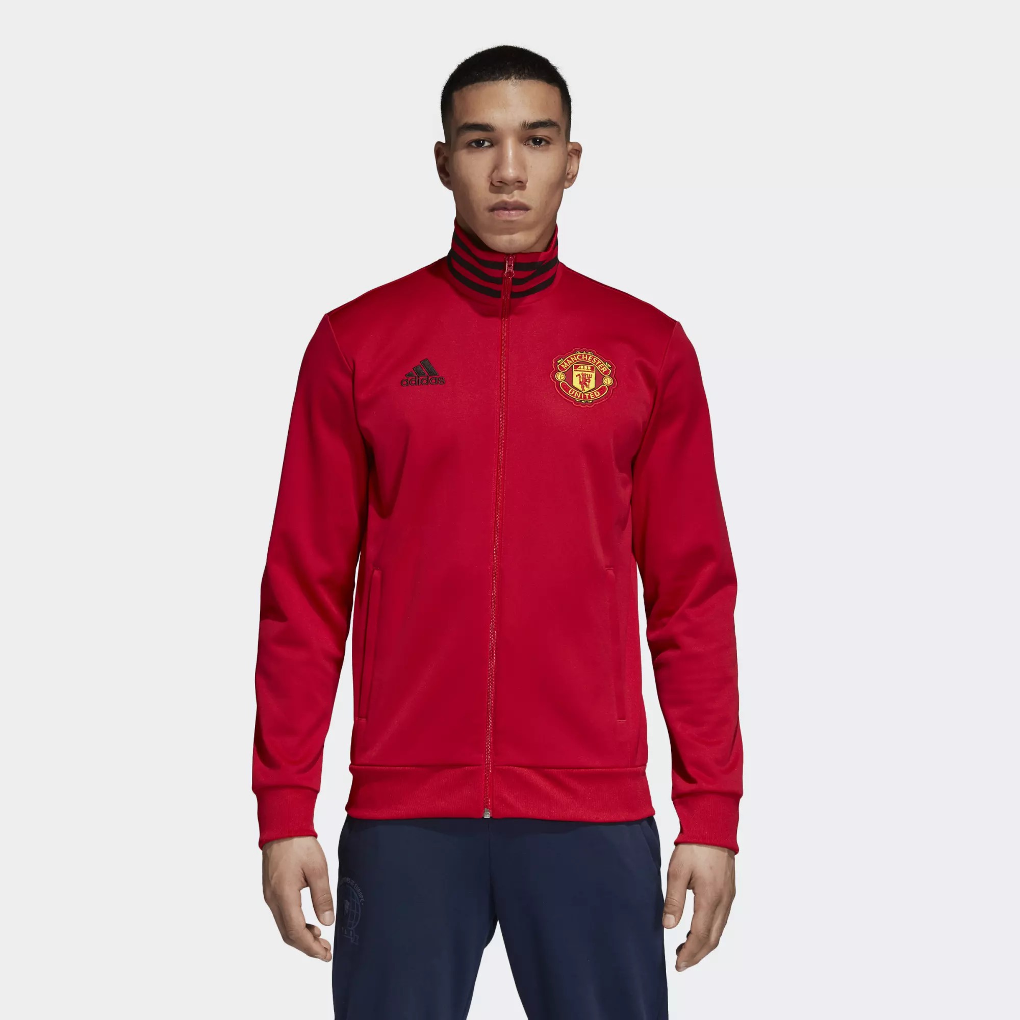 Adidas Manchester United 3-Stripes Track Jacket - Real Red / Black