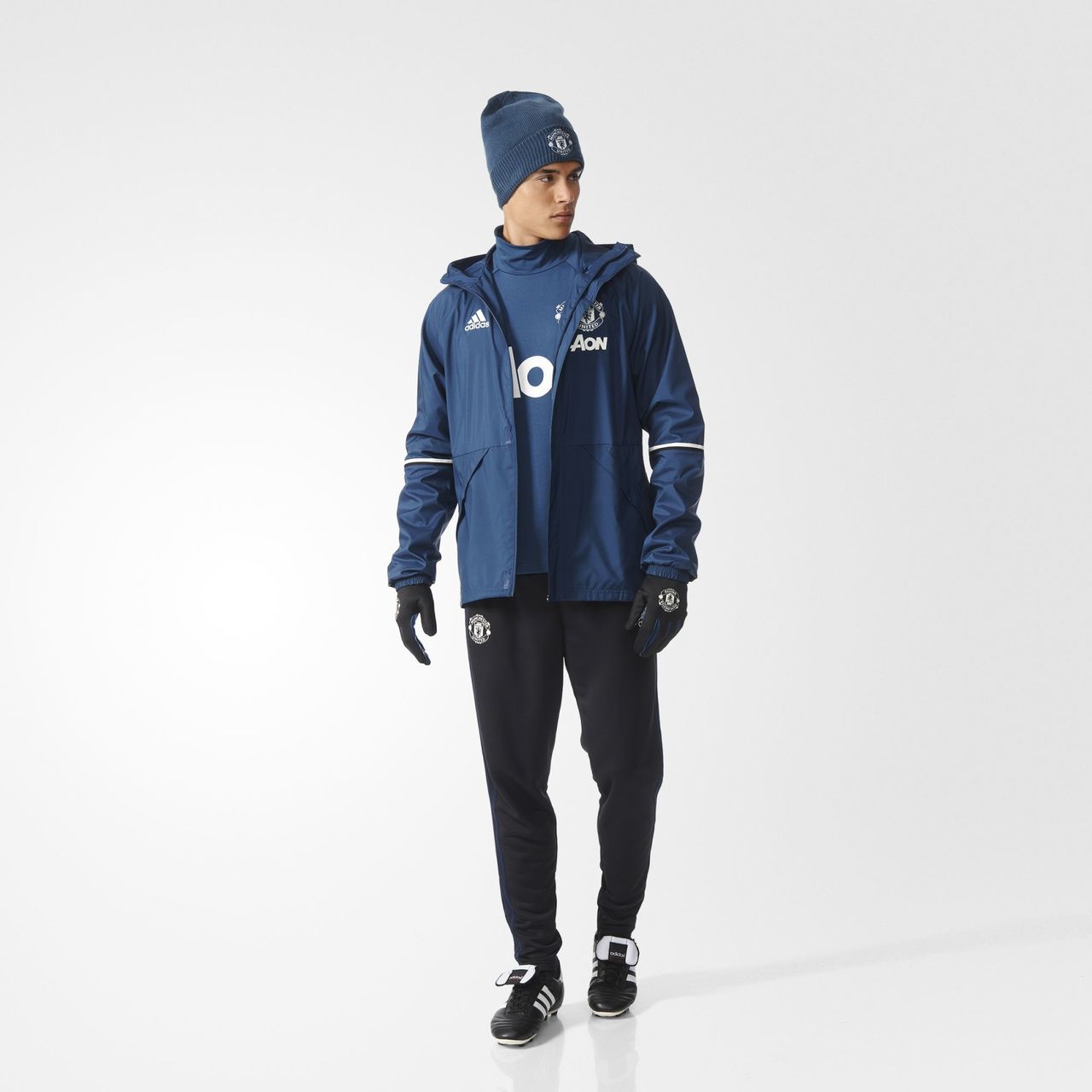 Adidas Manchester United FC All-Weather Jacket - Mineral Blue ...