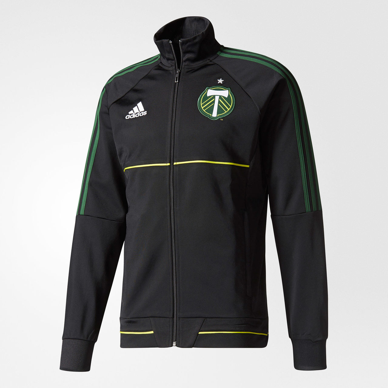 Portland Timbers 2017 Adidas Anthem Jacket - Black / Shock Slime ...