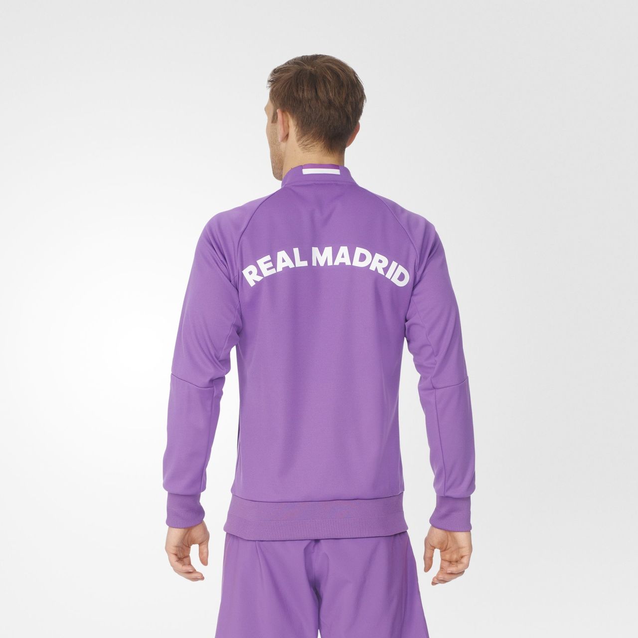Adidas Real Madrid Away Anthem Jacket - Ray Purple / Crystal White ...