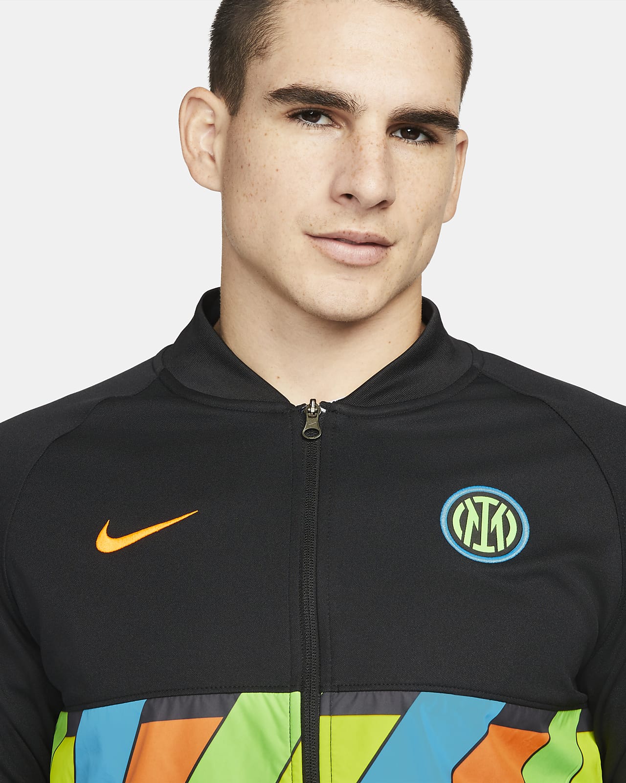 Inter Milan 21/22 Full-Zip Jacket - Black / White / Total Orange