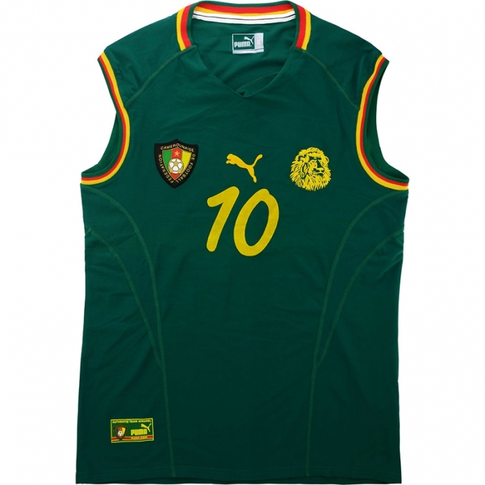 Puma 2002 Cameroon Match Worn Home Vest Shirt - Football Shirt Culture ...