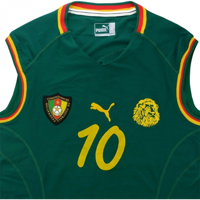 Puma 2002 Cameroon Match Worn Home Vest Shirt - Football Shirt Culture ...