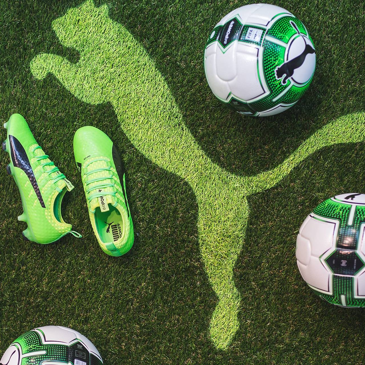 Puma evoPOWER 1.3 Statement Match Ball- Puma White / Green Gecko ...