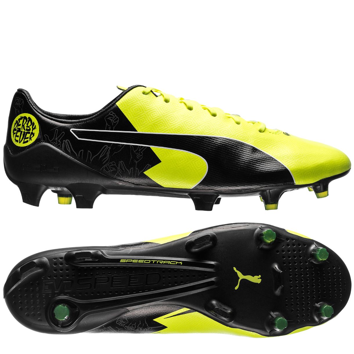 Puma Evospeed 17 Sl-S FG Derby Fever Reus - Puma Black / Safety Yellow ...