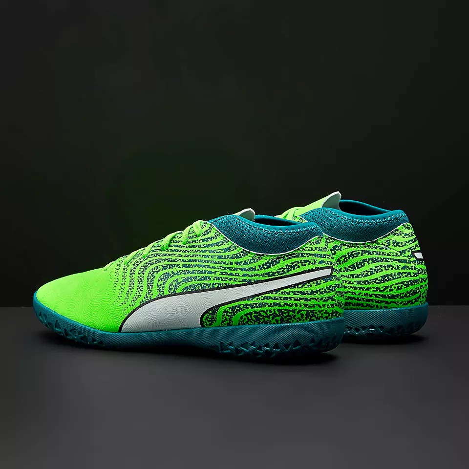 Puma One 18.4 IT - Green Gecko / Puma White / Deep Lagoon - Football ...