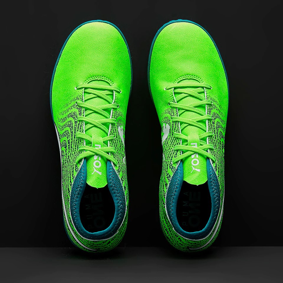 Puma One 18.4 IT - Green Gecko / Puma White / Deep Lagoon - Football ...