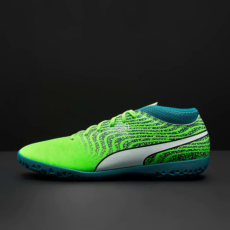 Puma One 18.4 IT - Green Gecko / Puma White / Deep Lagoon - Football ...