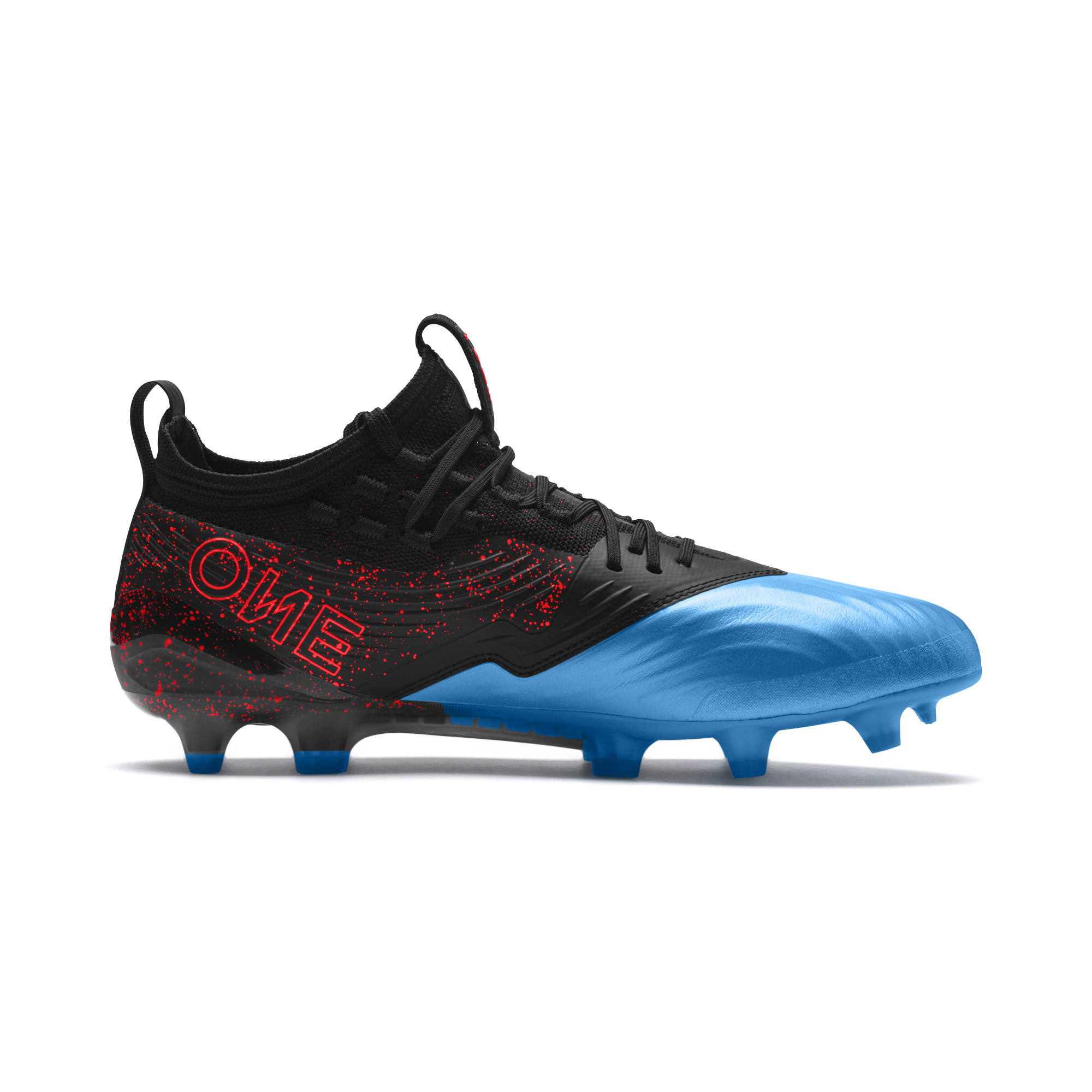 Puma One 19.1 Evoknit FG/AG Power Up - Bleu Azur / Red Blast / Black ...