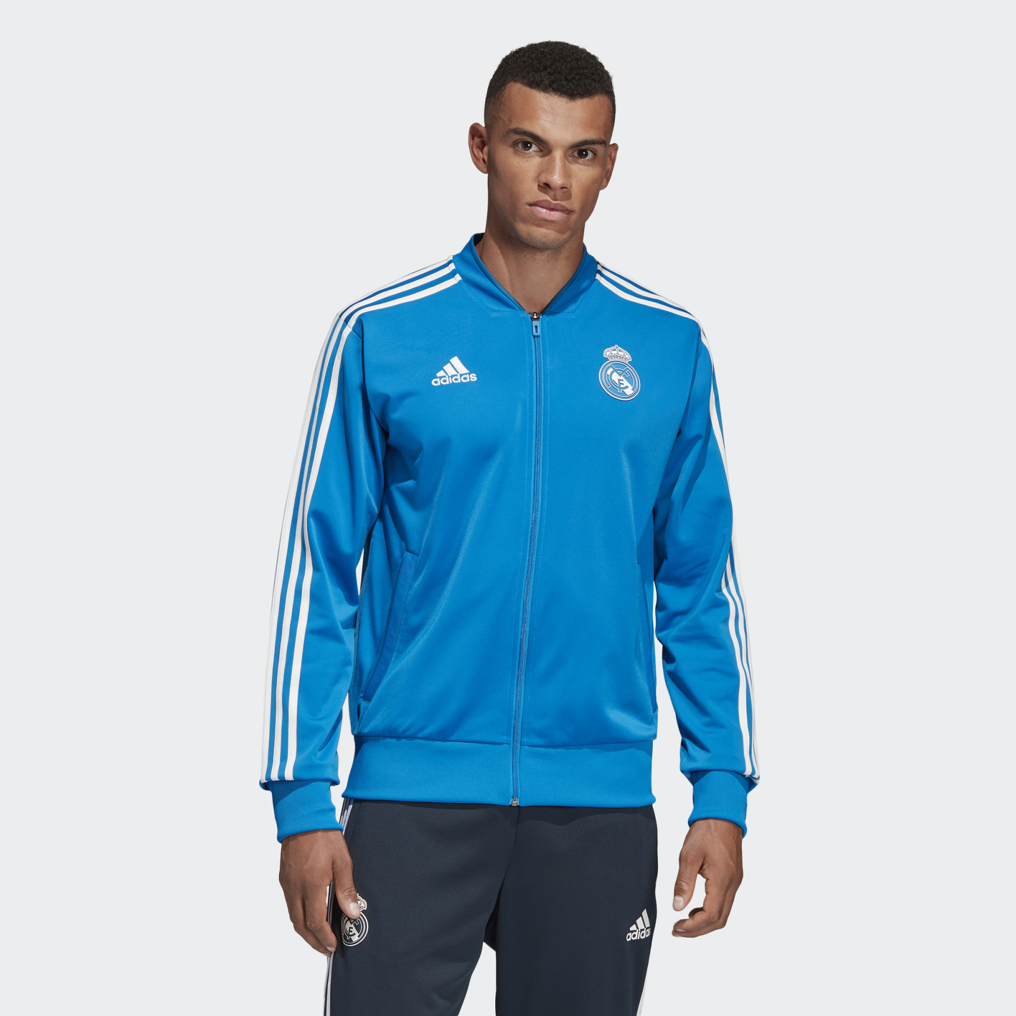 Adidas Real Madrid Polyester Jacket - Craft Blue / Core White ...