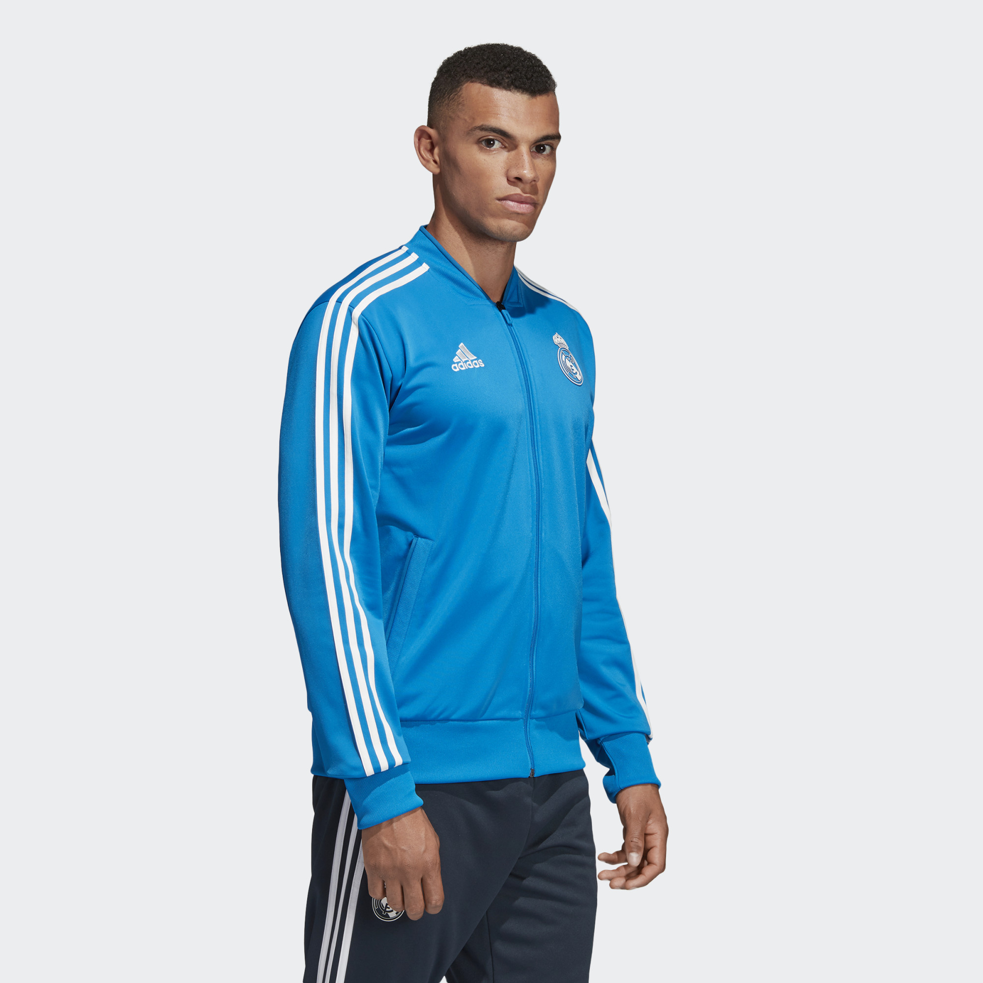 Adidas Real Madrid Polyester Jacket - Craft Blue / Core White ...