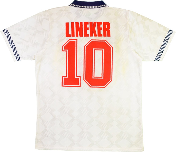 Umbro 1992 England Match Worn European Championship Home Shirt Lineker ...