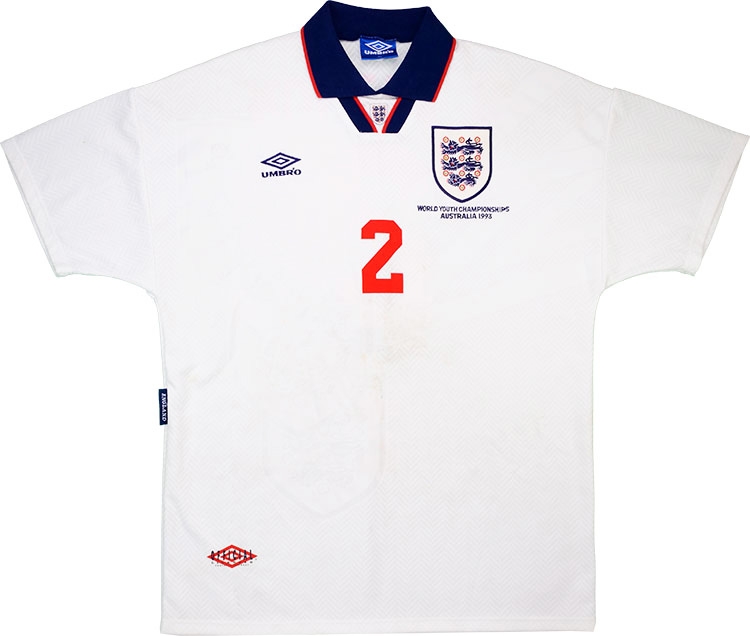 Umbro 1993 England Match Worn World Youth Championships Home Shirt ...